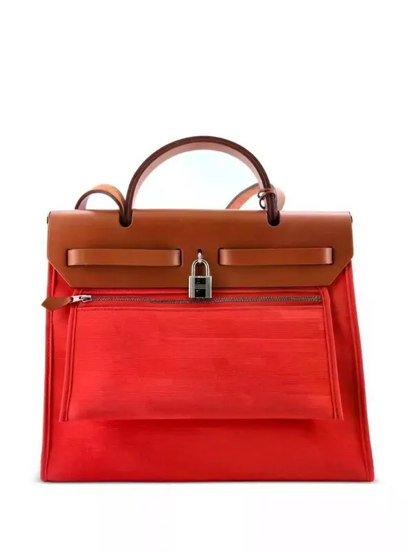 Hermès Herbag Zip Leather And Toile 31 Shoulder Bag - Pink