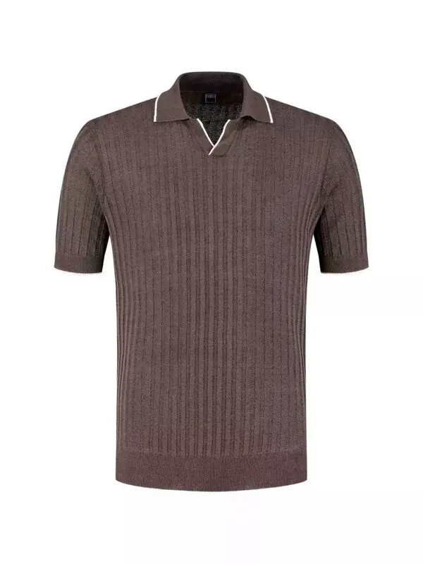 Fedeli Ribbed-knit Polo-collar T-shirt