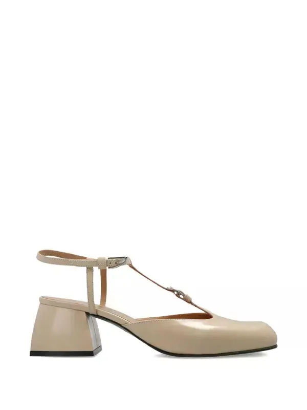 NODALETO Leather T-strap Pumps - Neutrals