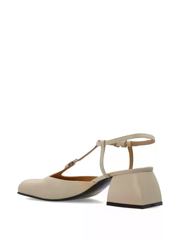 NODALETO Leather T-strap Pumps - Neutrals