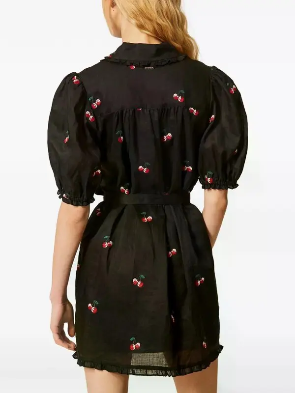 TWINSET Embroidered Cherry Shirt Dress With Frills