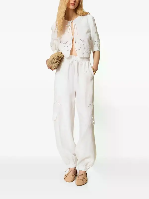 TWINSET Embroidered Linen Joggers