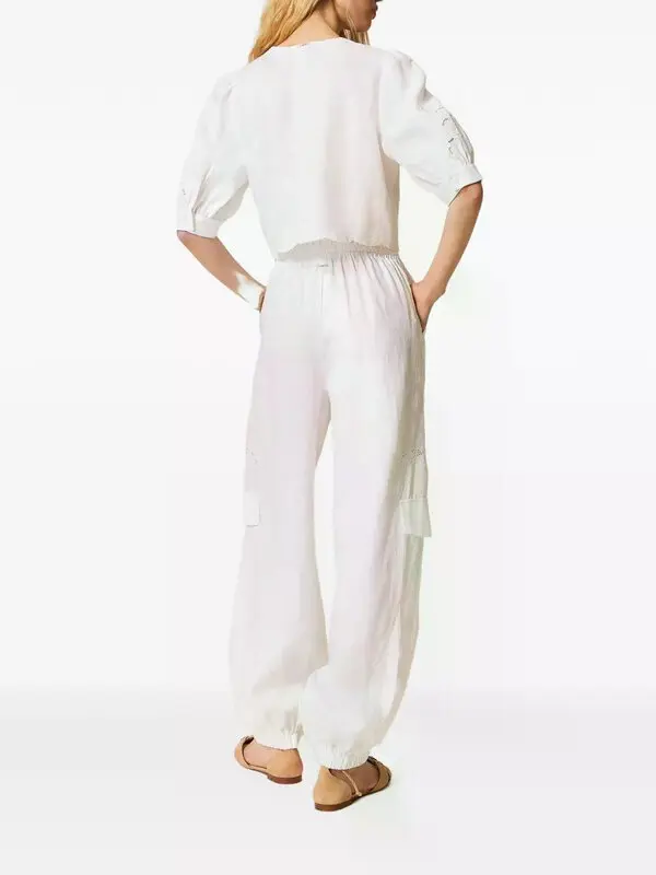TWINSET Embroidered Linen Joggers