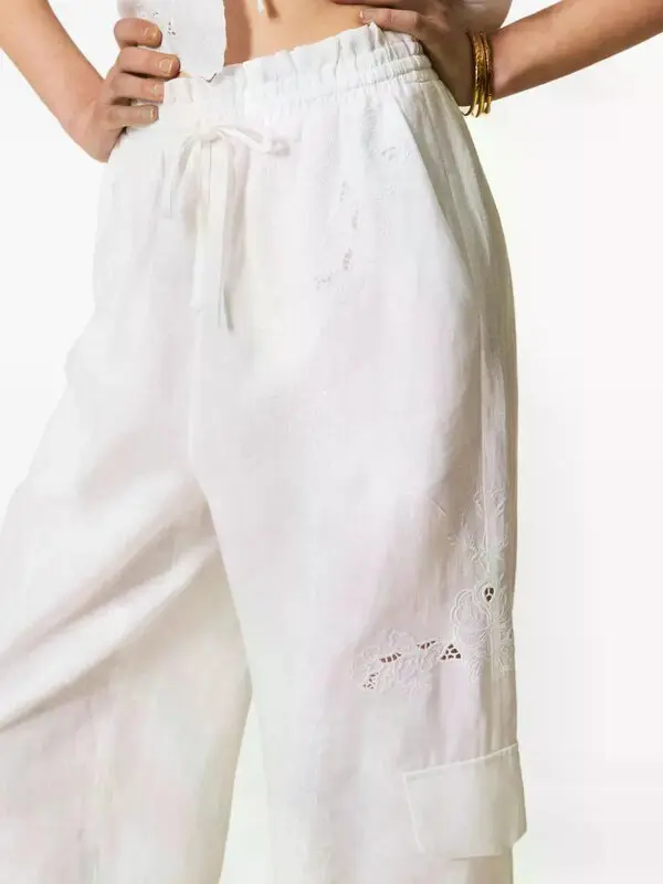 TWINSET Embroidered Linen Joggers