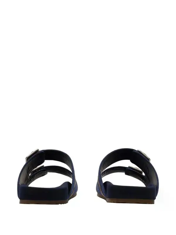 Burberry Embossed Check Denim Urchin Sandals - Blue