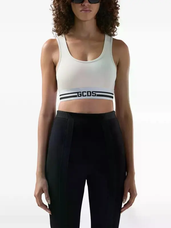 Gcds Logo Detail Crop Top - White