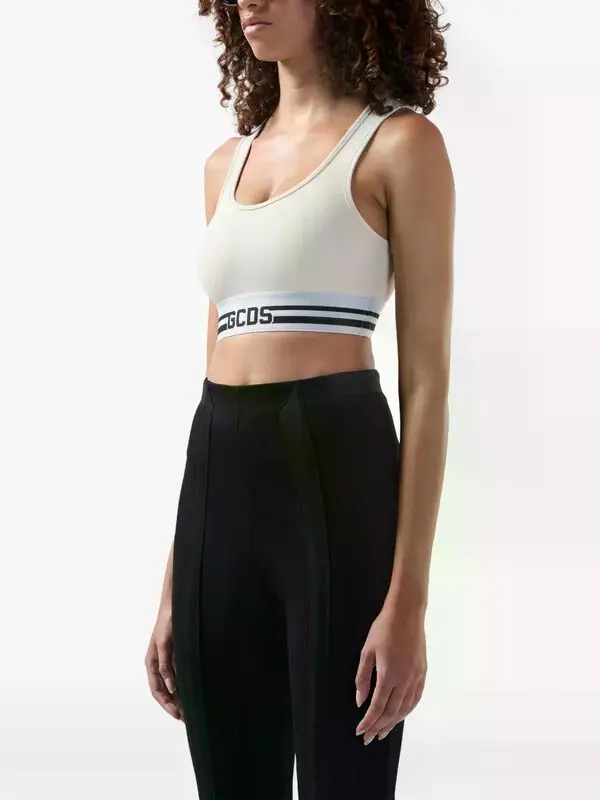 Gcds Logo Detail Crop Top - White