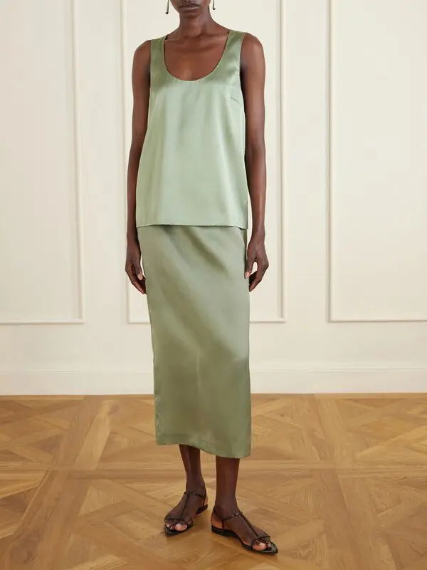 HEIRLOME Elaine Silk-satin Tank Top