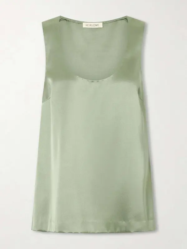 HEIRLOME Elaine Silk-satin Tank Top - Sage Green