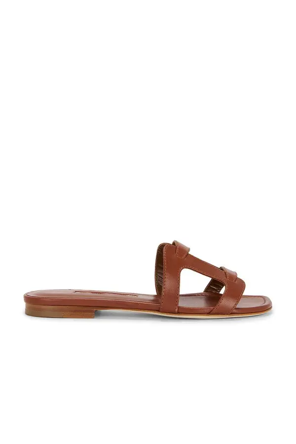 Manolo Blahnik Grellanu Flat 10 Sandal - Brown