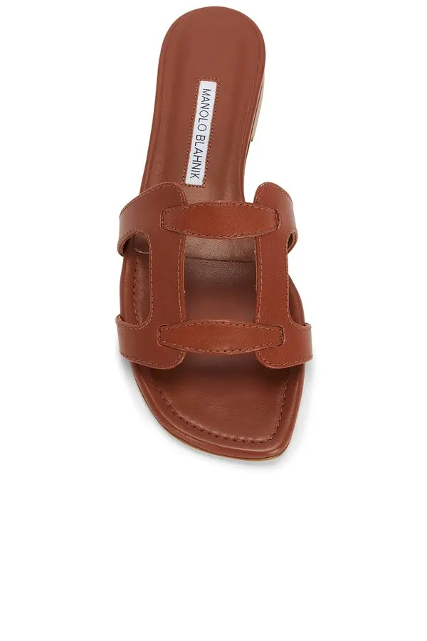Manolo Blahnik Grellanu Flat 10 Sandal - Brown