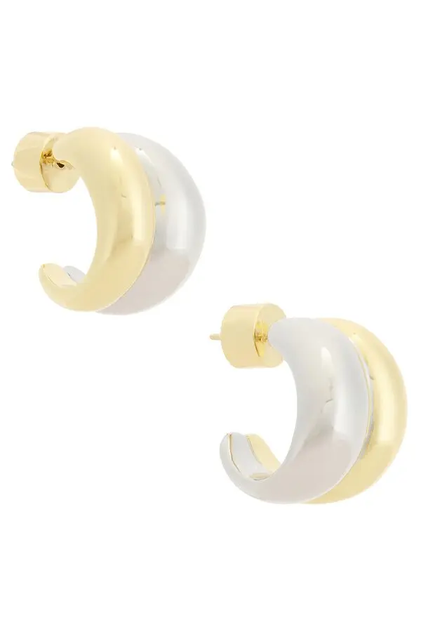 JENNIFER FISHER Chavez Micro Huggie Earrings - Two Tone