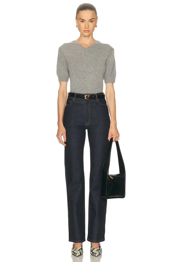 Khaite Jas Cropped Cashmere Sweater - Fog