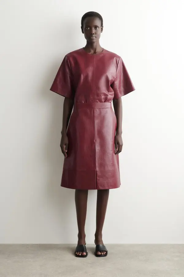 Cos Panelled Textured-leather T-shirt