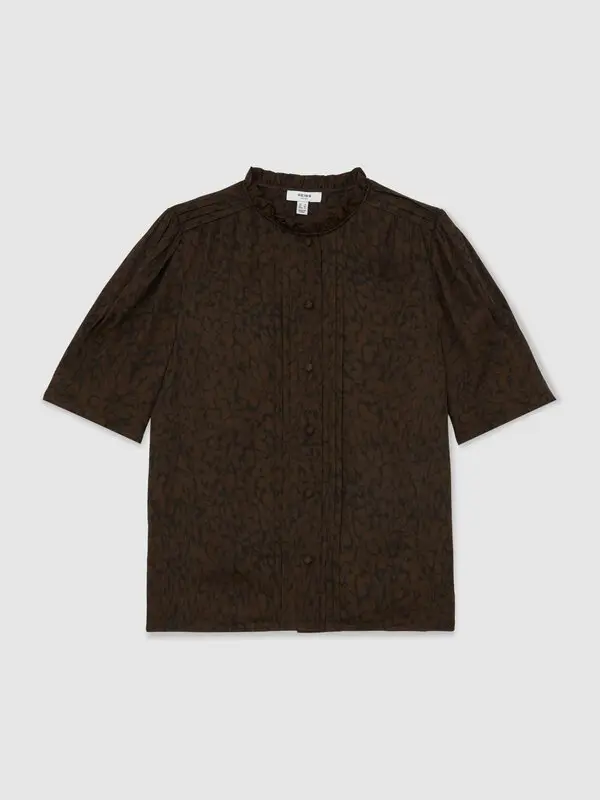 REISS Alina Animal-print Silk Blouse