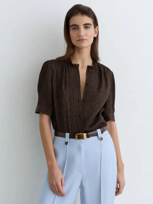 REISS Alina Animal-print Silk Blouse