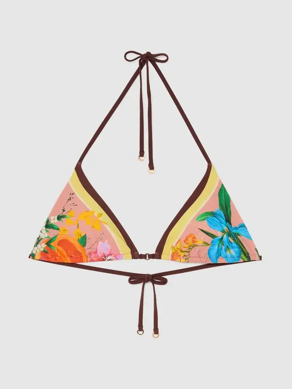 REISS Floral Print Triangle Bikini Top
