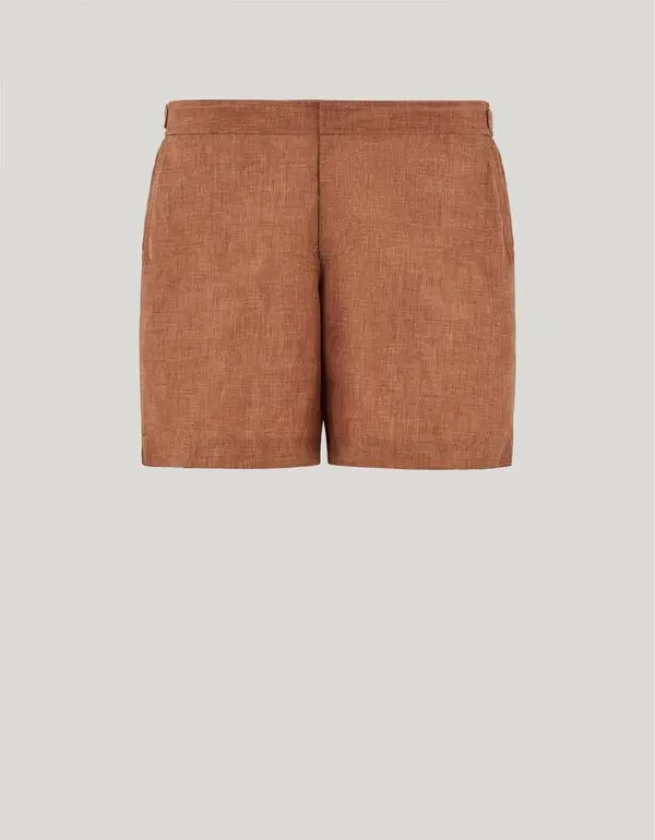 Canali Technical Fabric Swim Shorts - Brown