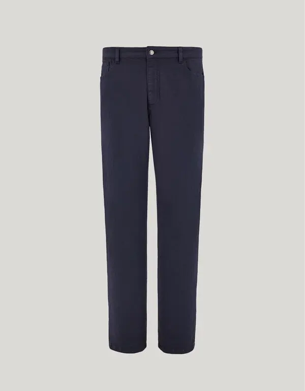Canali Regular Fit Five Pocket Denim Pants - Blue