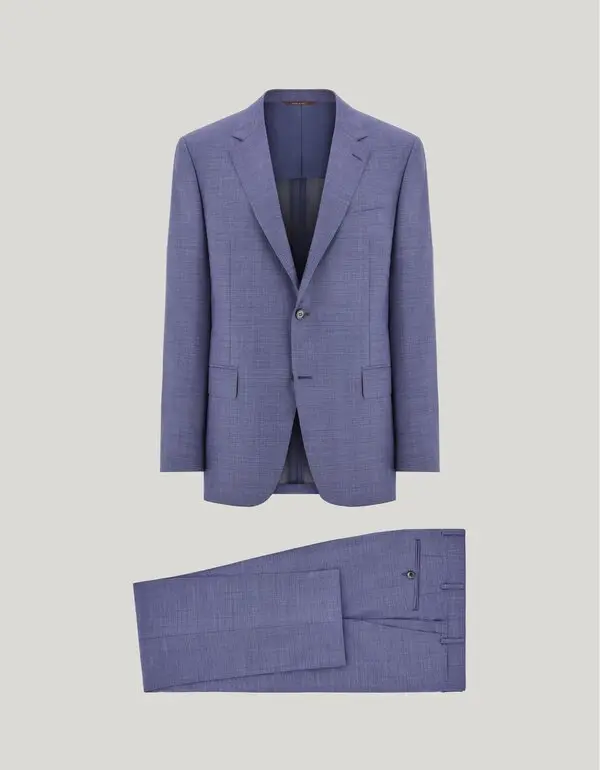 Canali Denim-effect Wool Regular-fit Suit - Light Blue