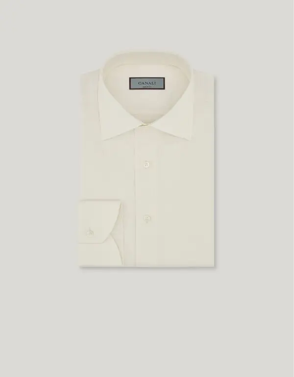 Canali Impeccabile Cream Twill Cotton Regular-fit Formal Shirt - White
