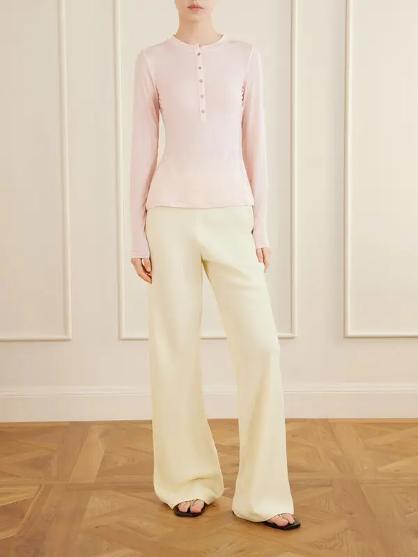 SKIMS Sheer Modal-blend Henley Top - Pink