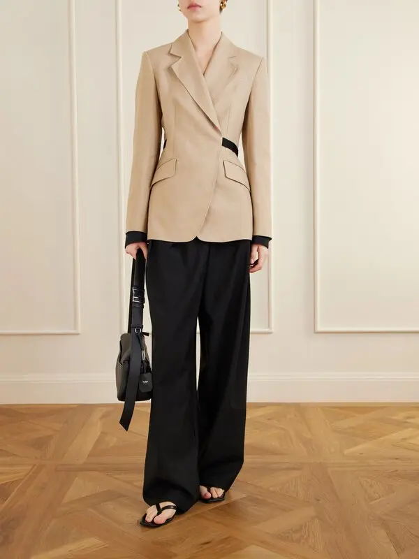 Max Mara Belted Linen 'fonda' Blazer - Neutrals