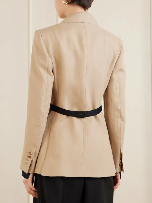 Max Mara Belted Linen 'fonda' Blazer - Neutrals