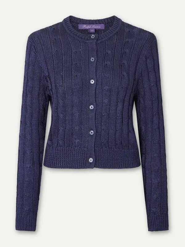 Ralph Lauren Cable-knit Silk Cardigan - Blue