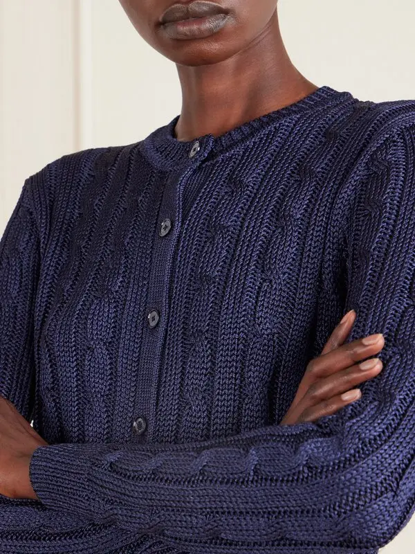 Ralph Lauren Cable-knit Silk Cardigan - Blue