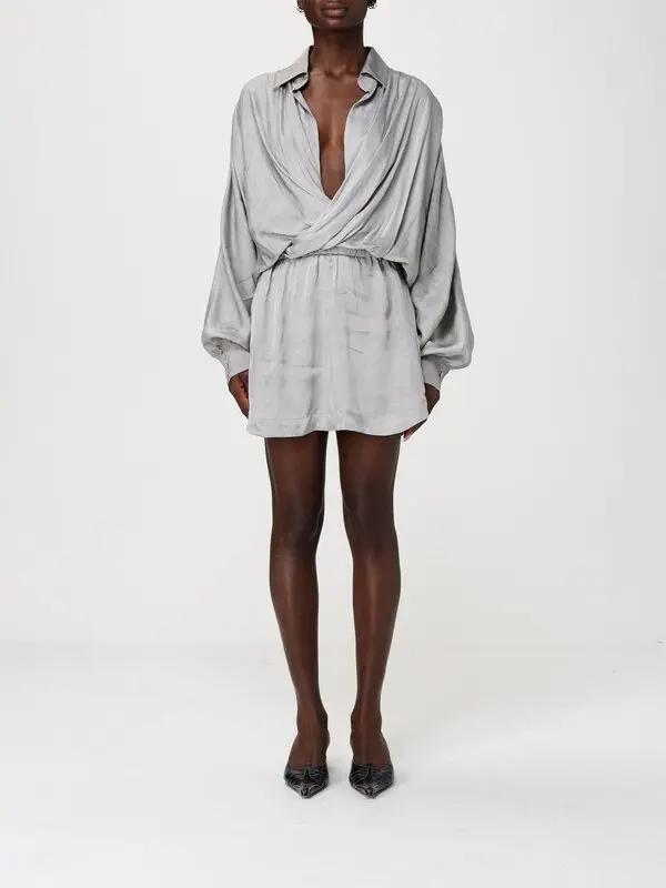 Andamane Gathered Draped Dress - Grey