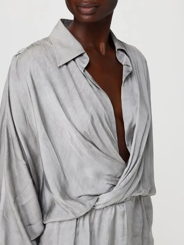 Andamane Gathered Draped Dress - Grey