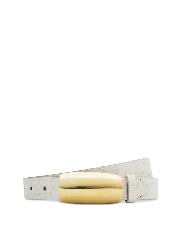 L'Agence Marlowe Embossed Leather Belt - Vintage White