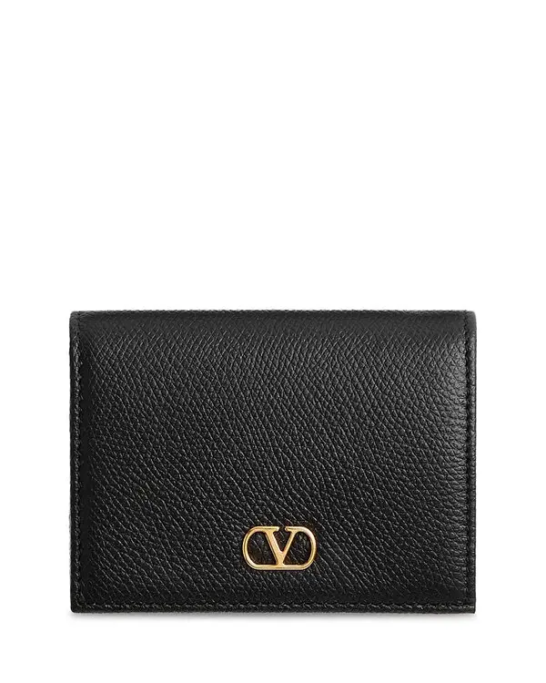 Valentino Garavani Vlogo Signature Grainy Leather Wallet - Black