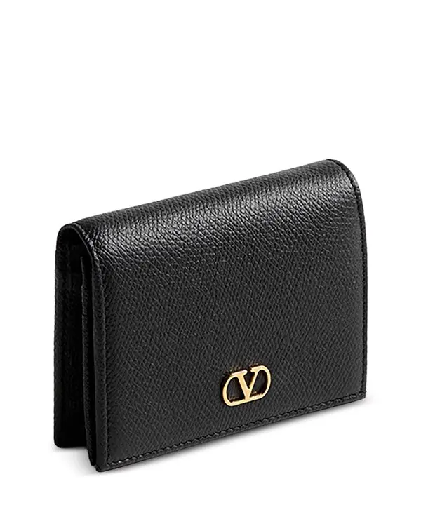 Valentino Garavani Vlogo Signature Grainy Leather Wallet - Black