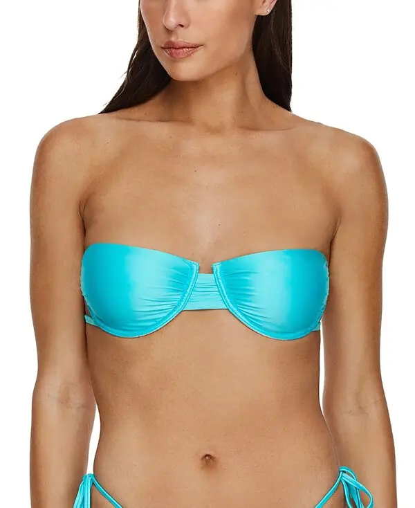GOTTEX Satin Touch Underwire Bandeau Bikini Top - Aqua Blue