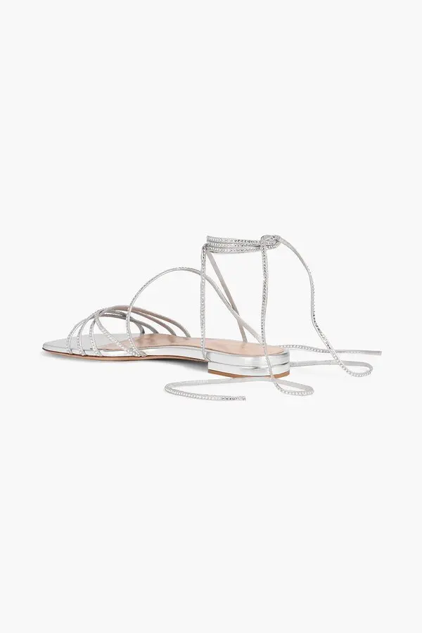 GIANVITO ROSSI Burma Crystal-embellished Metallic Leather Sandals