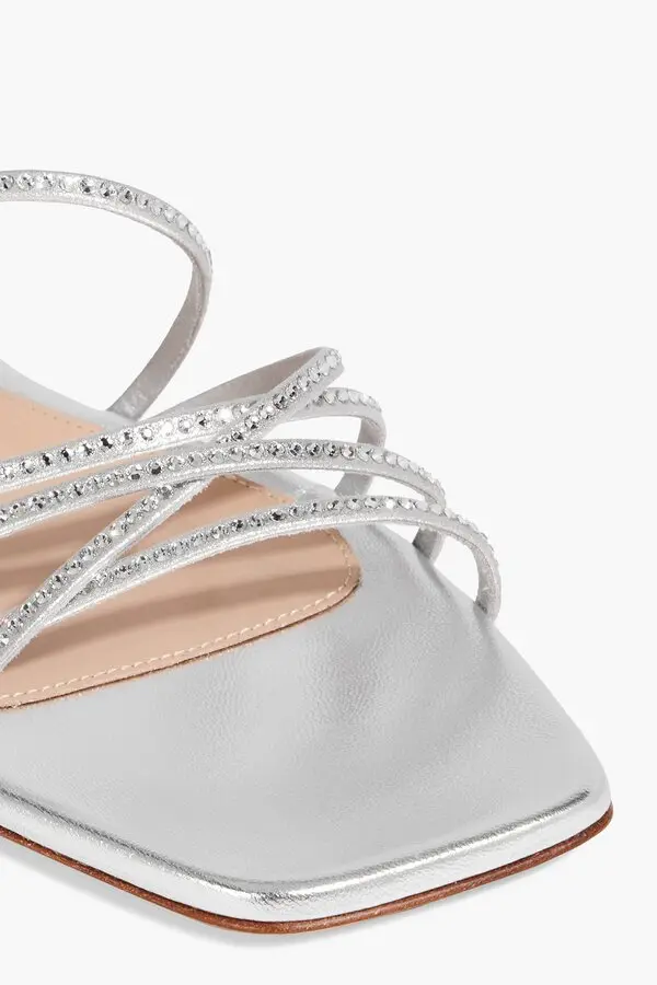GIANVITO ROSSI Burma Crystal-embellished Metallic Leather Sandals