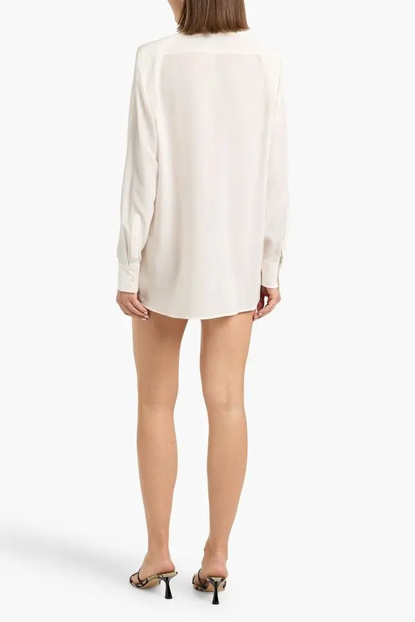 Wardrobe.NYC Pussy-bow Mini Shirt Dress - White
