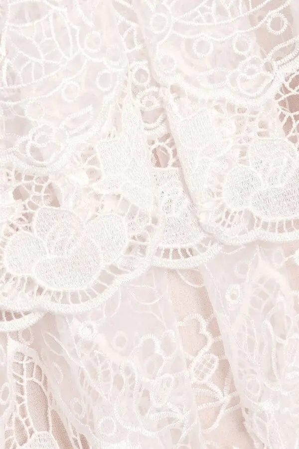 Marchesa Tiered Embroidered Tulle Mini Dress