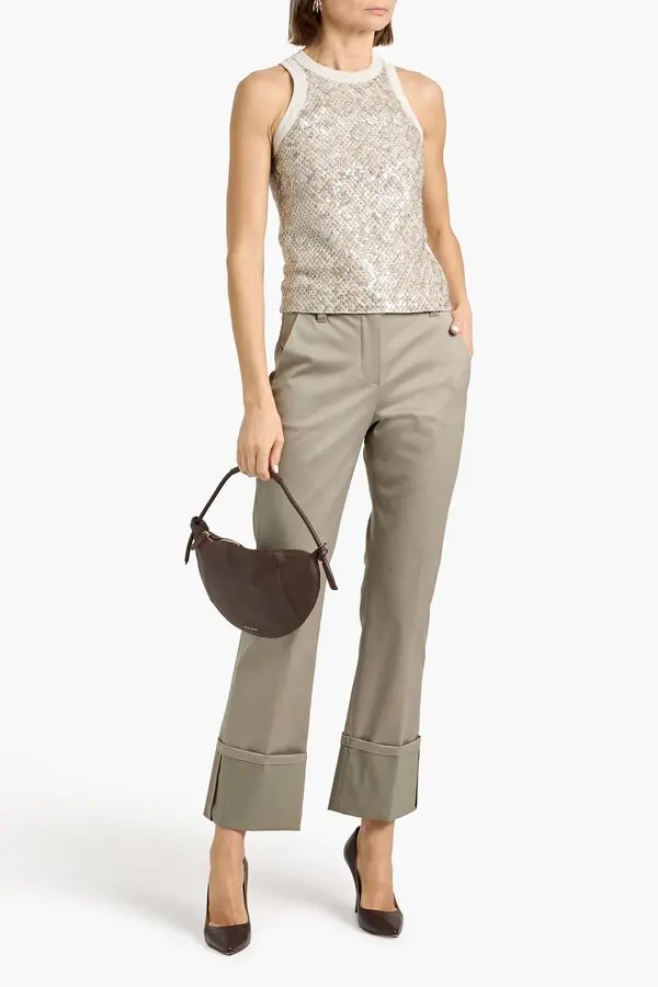 Brunello Cucinelli Sequin-embellished Cotton-blend Jersey Tank