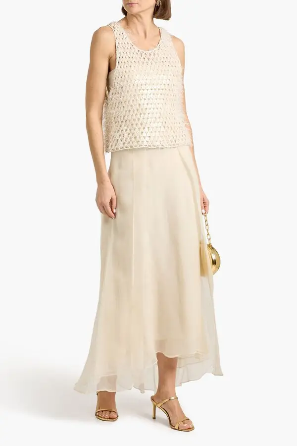Brunello Cucinelli Sequin-embellished Open-knit Top