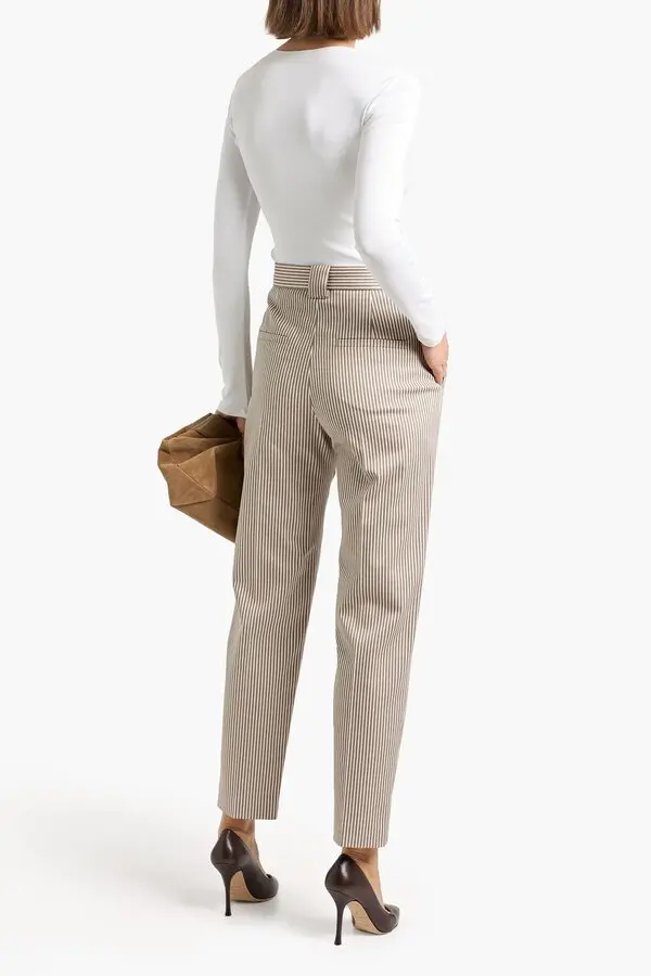 Brunello Cucinelli Striped Cotton-blend Twill Straight-leg Pants