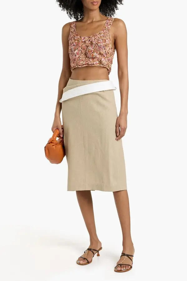 THE ELDER STATESMAN Cropped Crocheted Pima Cotton Top