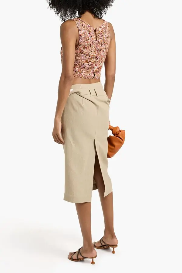 THE ELDER STATESMAN Cropped Crocheted Pima Cotton Top