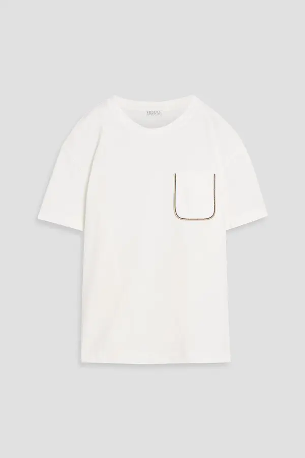 Brunello Cucinelli Bead-embellished Cotton-jersey T-shirt