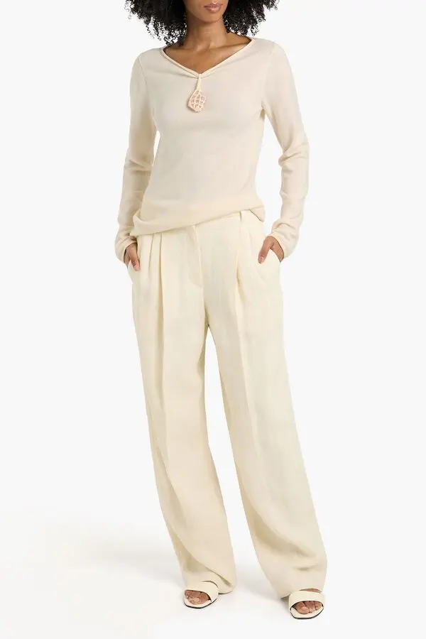 THE ELDER STATESMAN Embellished Cashmere Top