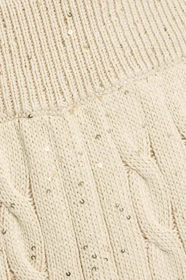 Brunello Cucinelli Sequin-embellished Cable-knit Cotton-blend Shorts