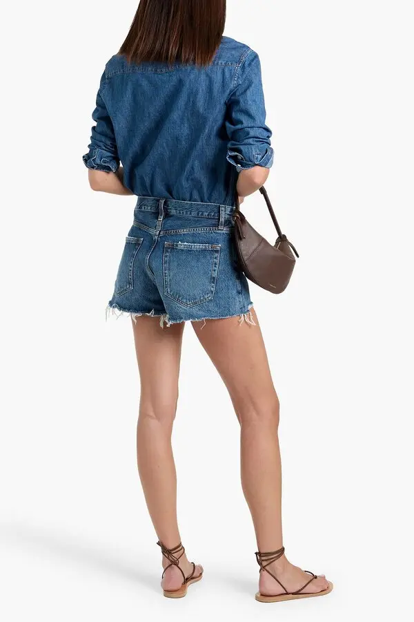 FRAME The Hang Frayed Denim Shorts