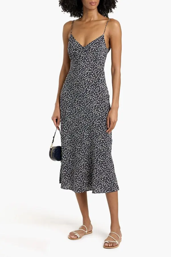 Matteau Floral-print Silk-voile Midi Slip Dress